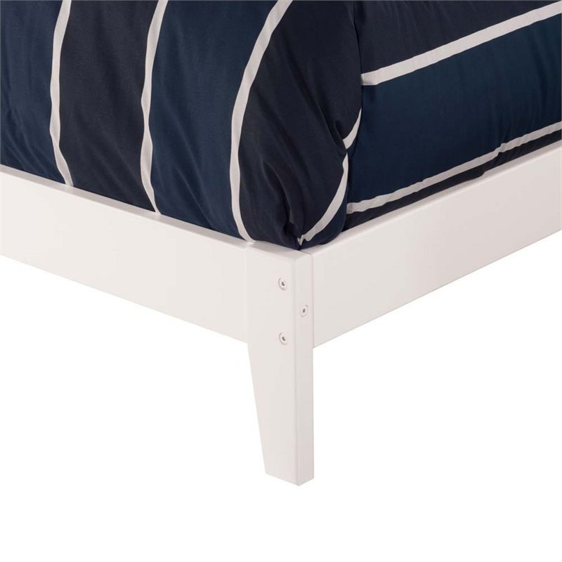 AFI Nantucket Twin Solid Wood Platform Bed with Attachable USB in White ...