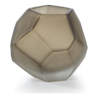 Kubo Faceted Frosted Taupe Vase, Small - Contemporary - Vases - by ...
