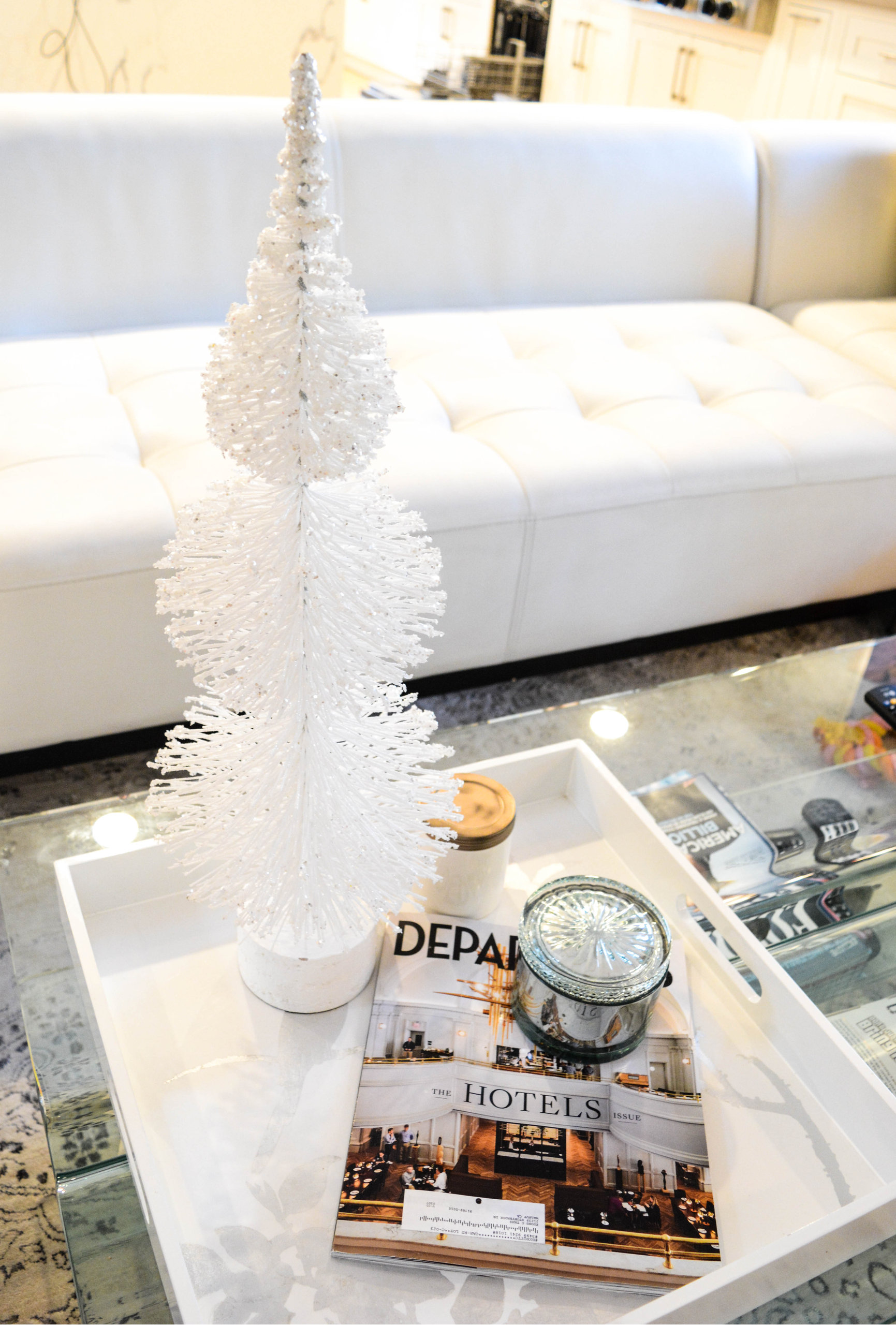 25" Christmas White Bottle Brush Tree - Contemporary - Holiday Accents ...