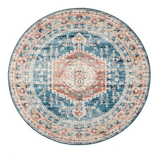 nuLOOM Bina Traditional Vintage Area Rug, 5'Round - Mediterranean ...