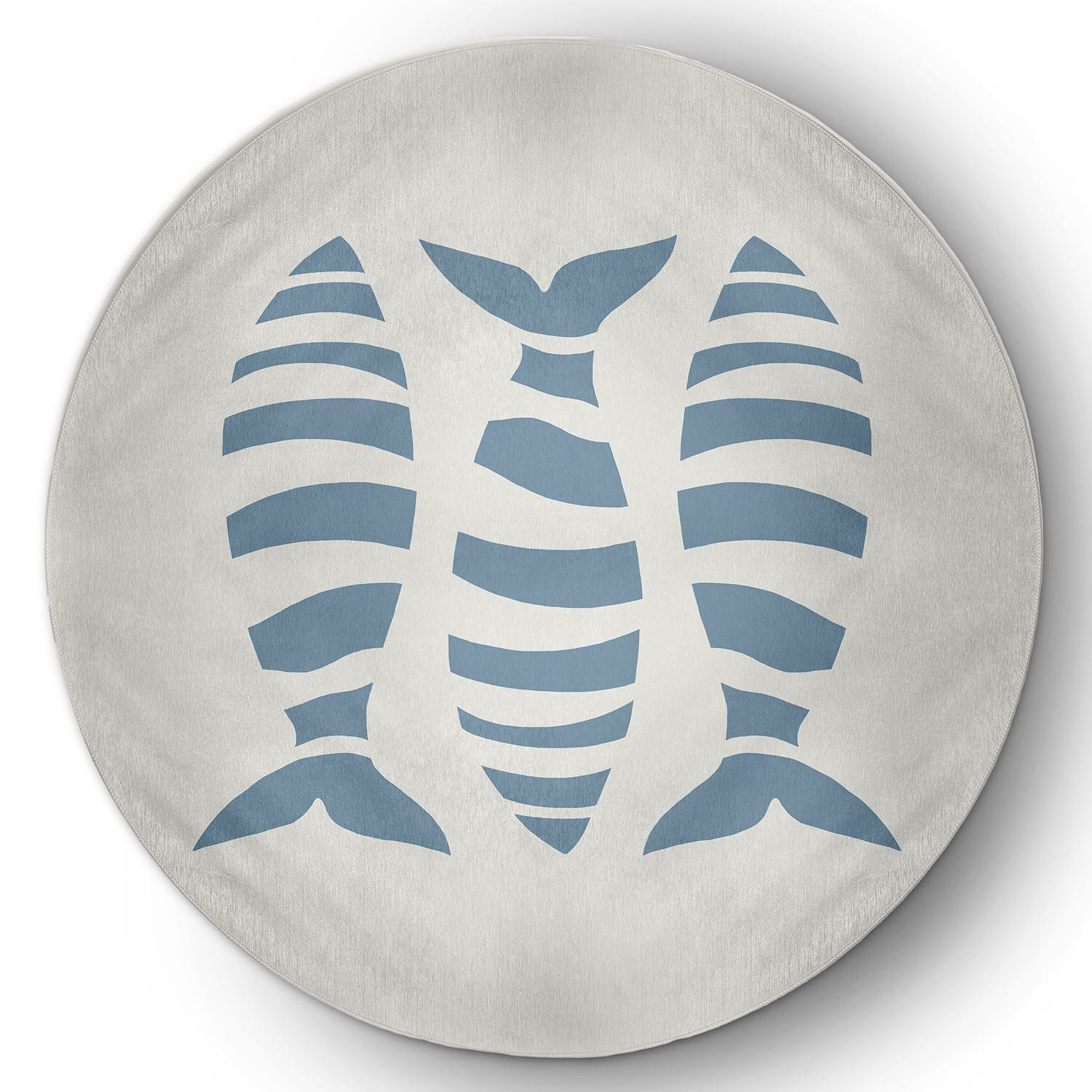 Puzzle Fish Nautical Chenille Rug, 5' Round - Beach Style - Area Rugs ...