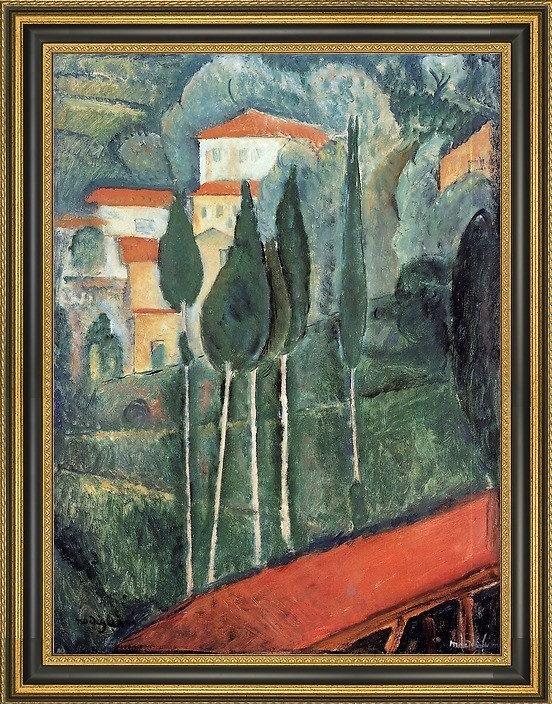 Amedeo Modigliani Landscape- Southern France - 18" x 24" Framed Premium ...