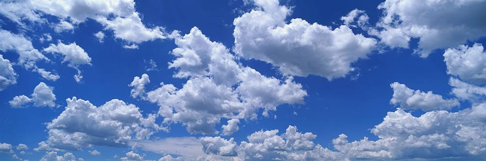 Fluffy Clouds in Fair Weather Sky I Panoramic Fabric Wall Mural, 48 in ...