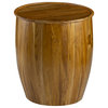 Benzara Round Accent Side Table, Mango Wood, Barrel Shape, Classic ...