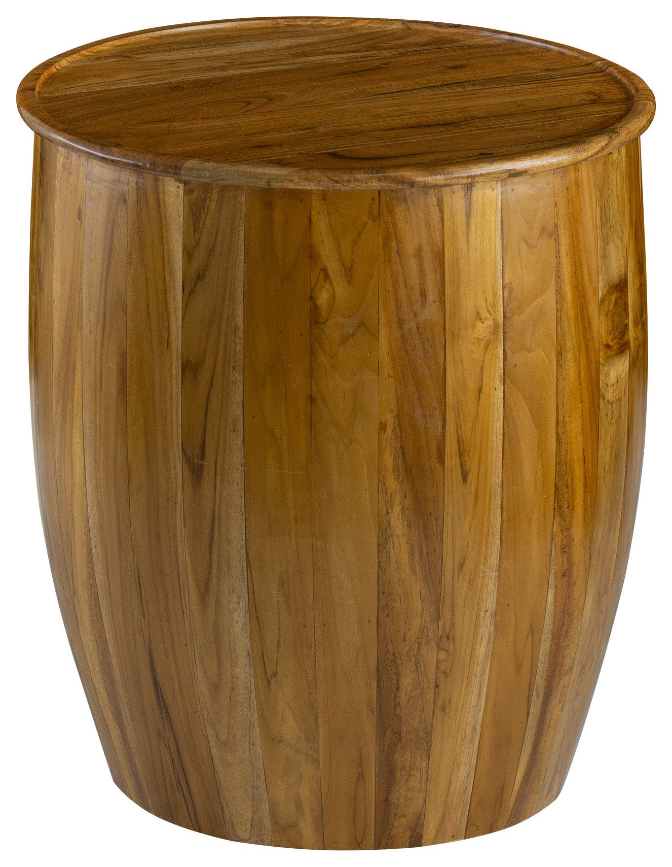 Benzara Round Accent Side Table, Mango Wood, Barrel Shape, Classic ...