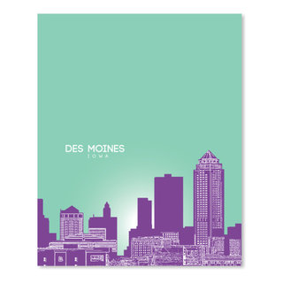 Des Moines, Iowa Skyline Poster - Contemporary - Prints And Posters ...