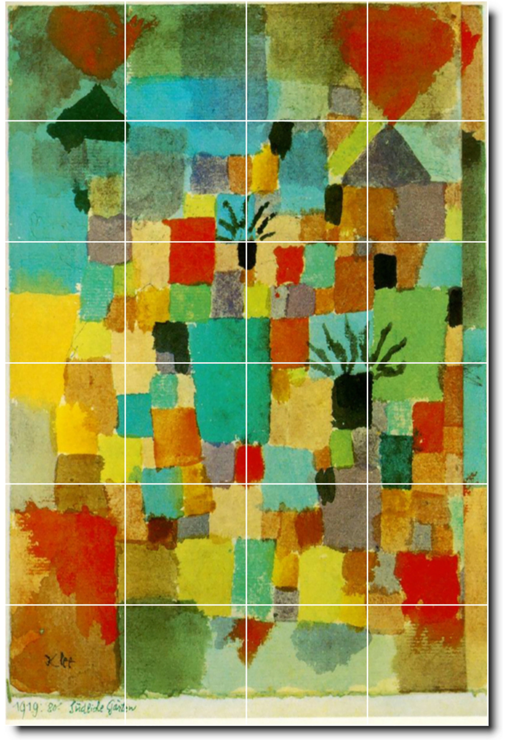 Paul Klee Abstract Painting Ceramic Tile Mural #35, 32" Wide x 48" High ...