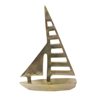 Metal 15"h Sailboat, Gold - Beach Style - Decorative Objects And ...