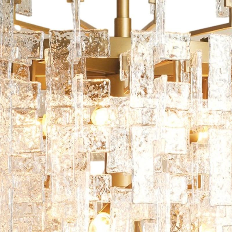 Spectacular Glass Chain Links Chandelier Art Glass Gold 38 in Round ...