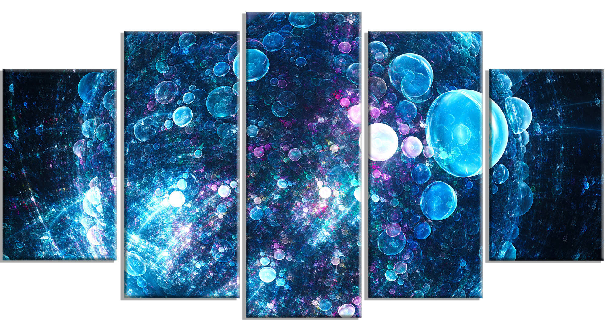 Blue Spherical Planet Bubbles, Multipanel Abstract Canvas Art Print, 60 ...