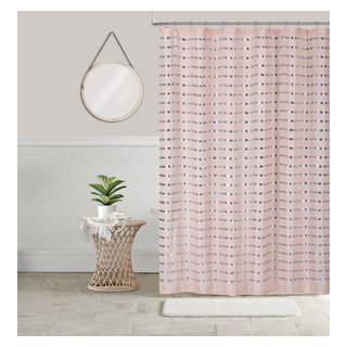 Coco Fabric Shower Curtain with Metallic Silver Sequins - Contemporary ...