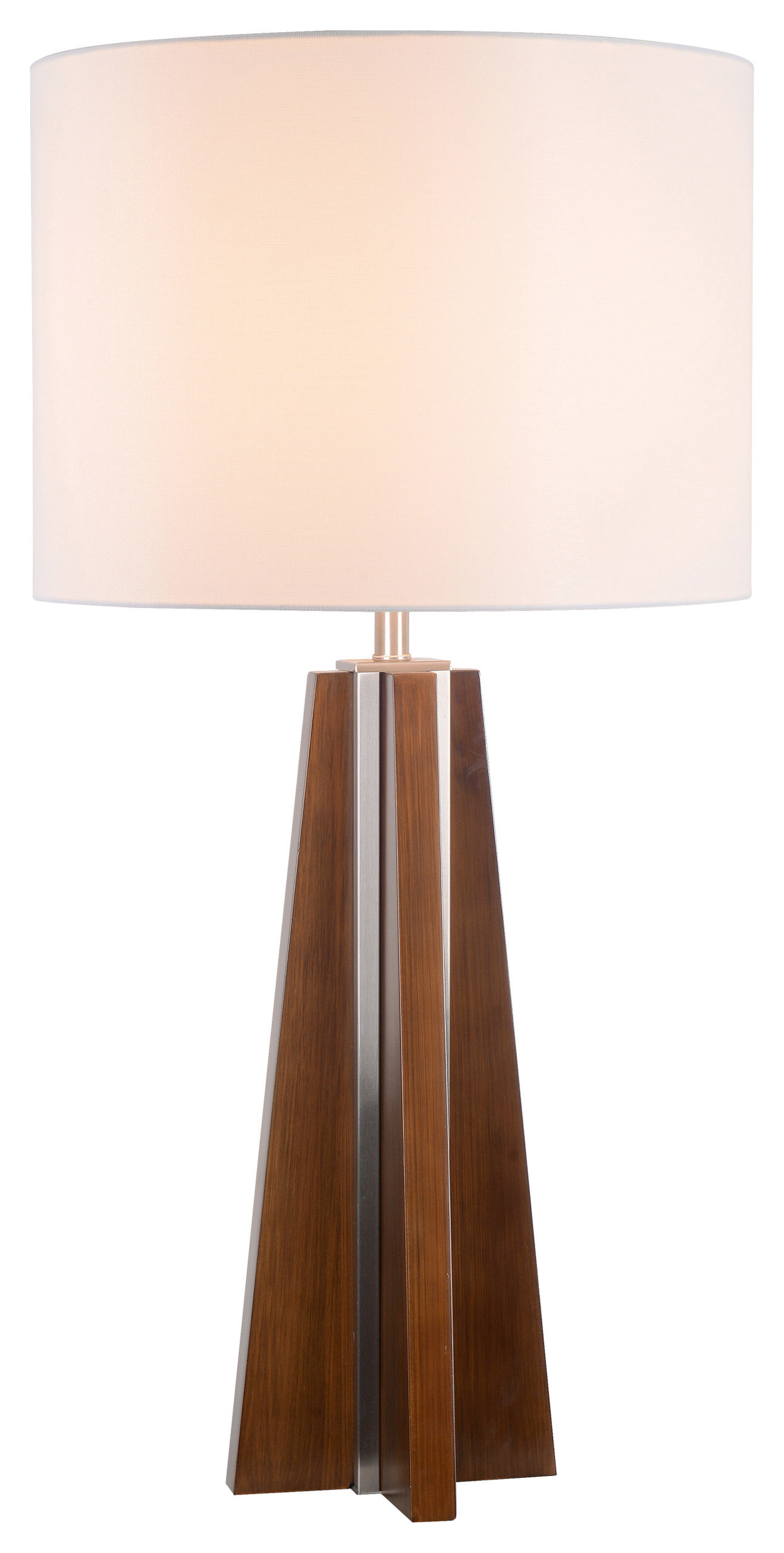 Milling Table Lamp, Walnut Wood and Brushed Steel, Casual, 30" Height ...