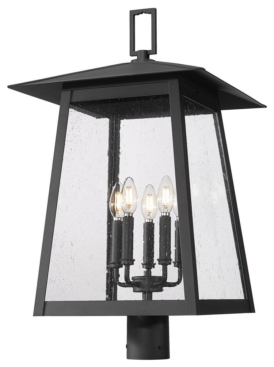 Rainer Five Light Outdoor Post Mount in Black - Transitional - Post ...