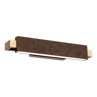Kinsman 2 Light Bathroom Vanity Light, 19", Bomber Brown/Aged Brass ...