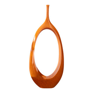 Mid Century Modern Open Oval Ring Vase Orange Sculpture Retro Bottle 22 ...