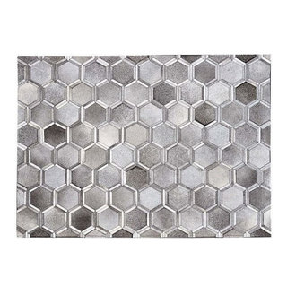 Poshrug Grey Concentric Circle Pattern Rug, 6x9 - Contemporary - Area ...