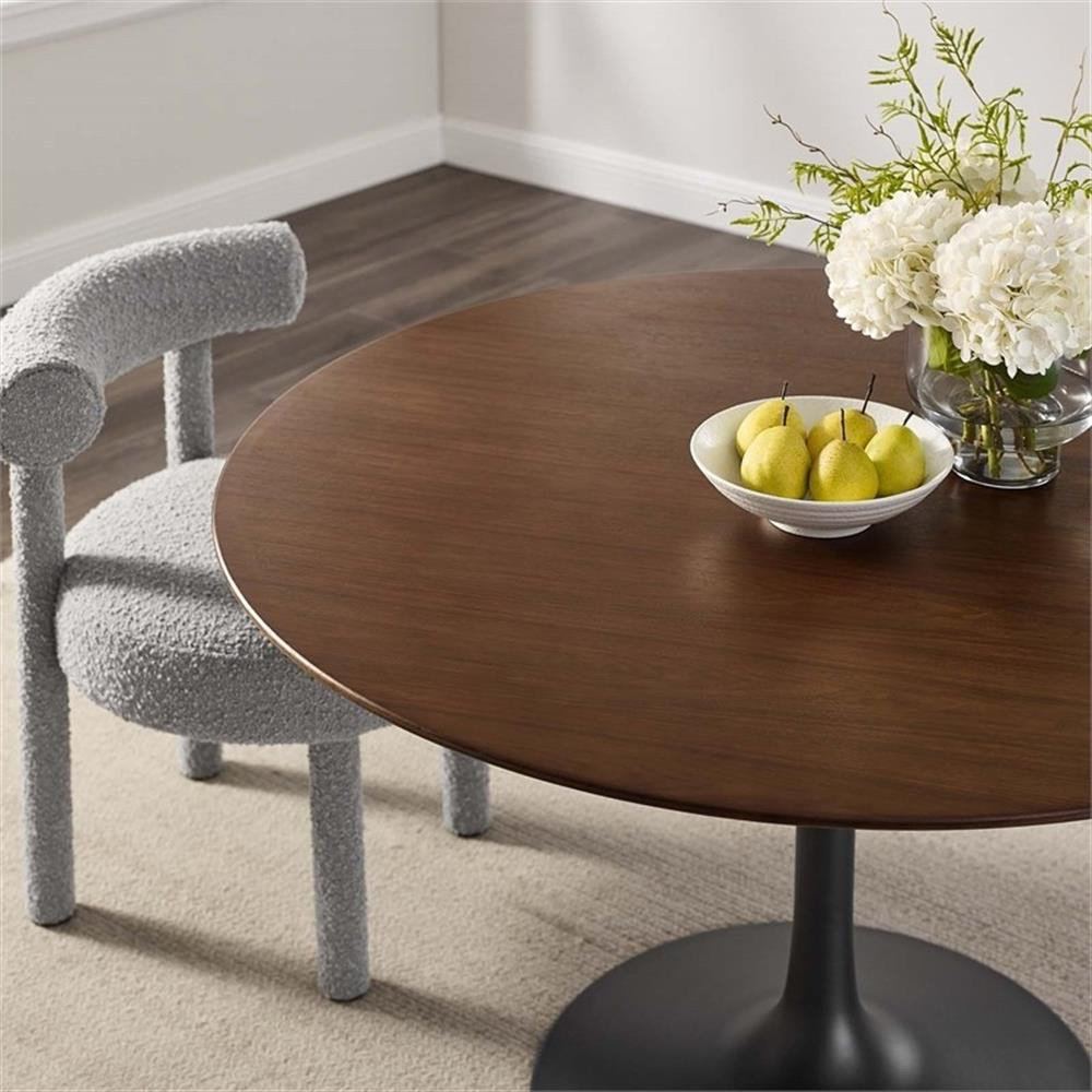 Hawthorne Collections 48" Round MDF Wood and Veneer Dining Table in Black/Walnut - Midcentury ...