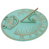 Solid Brass Garden Sundial Verdigris Blue Beach Design Crab and Fish ...