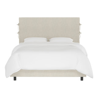 Bern Slipcover Bed With Ties, Linen Talc, Twin - Transitional ...