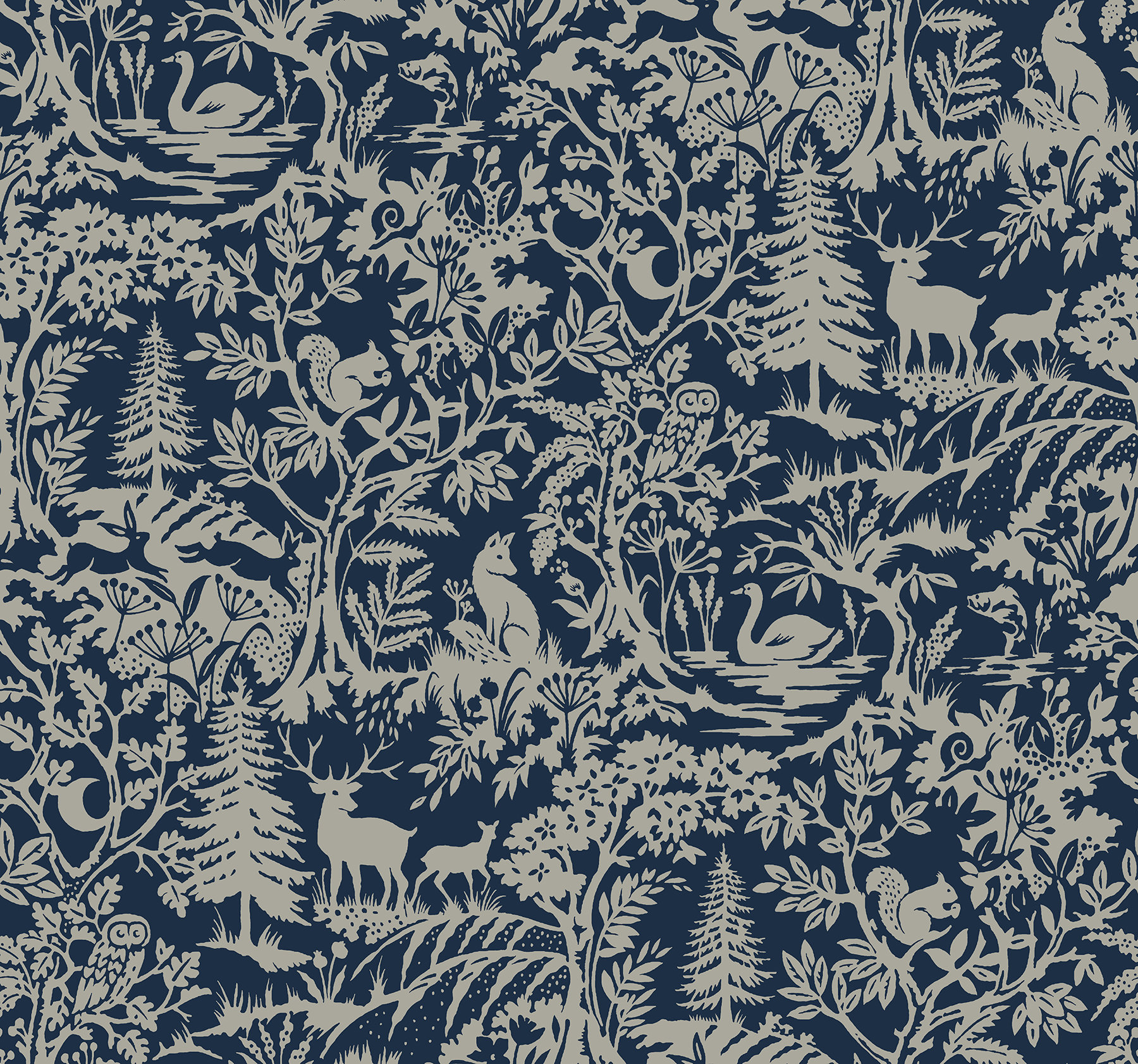 Alrick Navy Forest Venture Wallpaper, Swatch - Rustic - Wallpaper - by ...