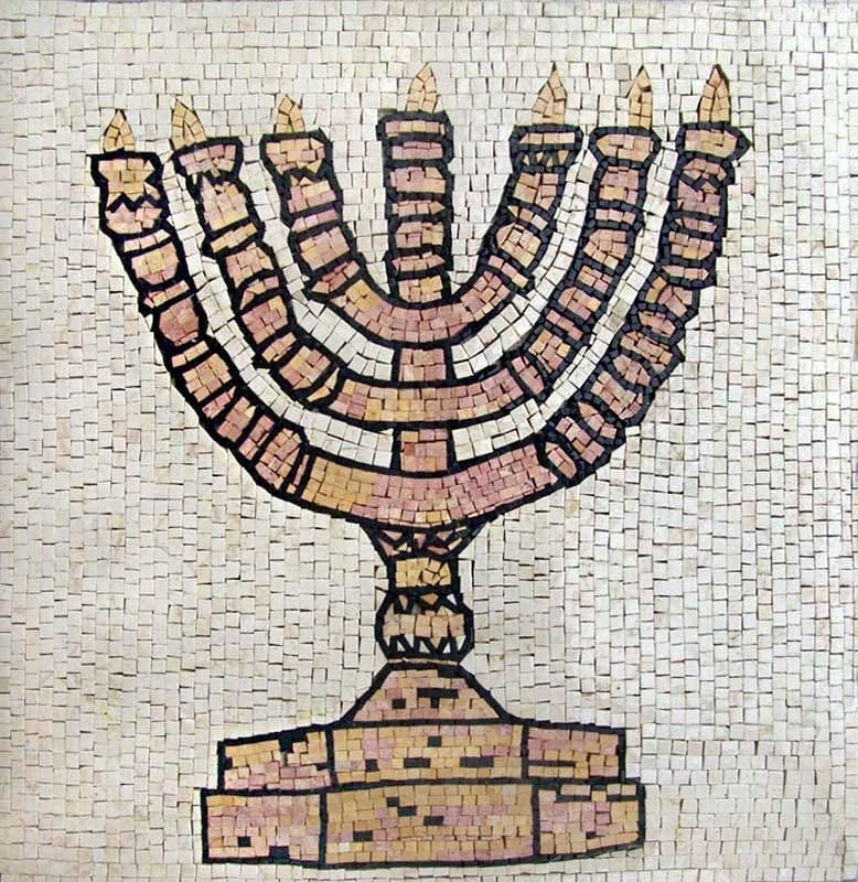 Hannukah Jewish Mosaic Mural Design, 24" x 24" - Mediterranean - Tile ...