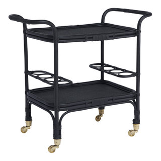 Carlo Rattan Bar Cart - Black - Tropical - Bar Carts - by Sika Design ...