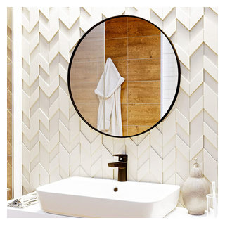 Black Metal Frame 18 Inch Round Mirror - Contemporary - Bathroom ...