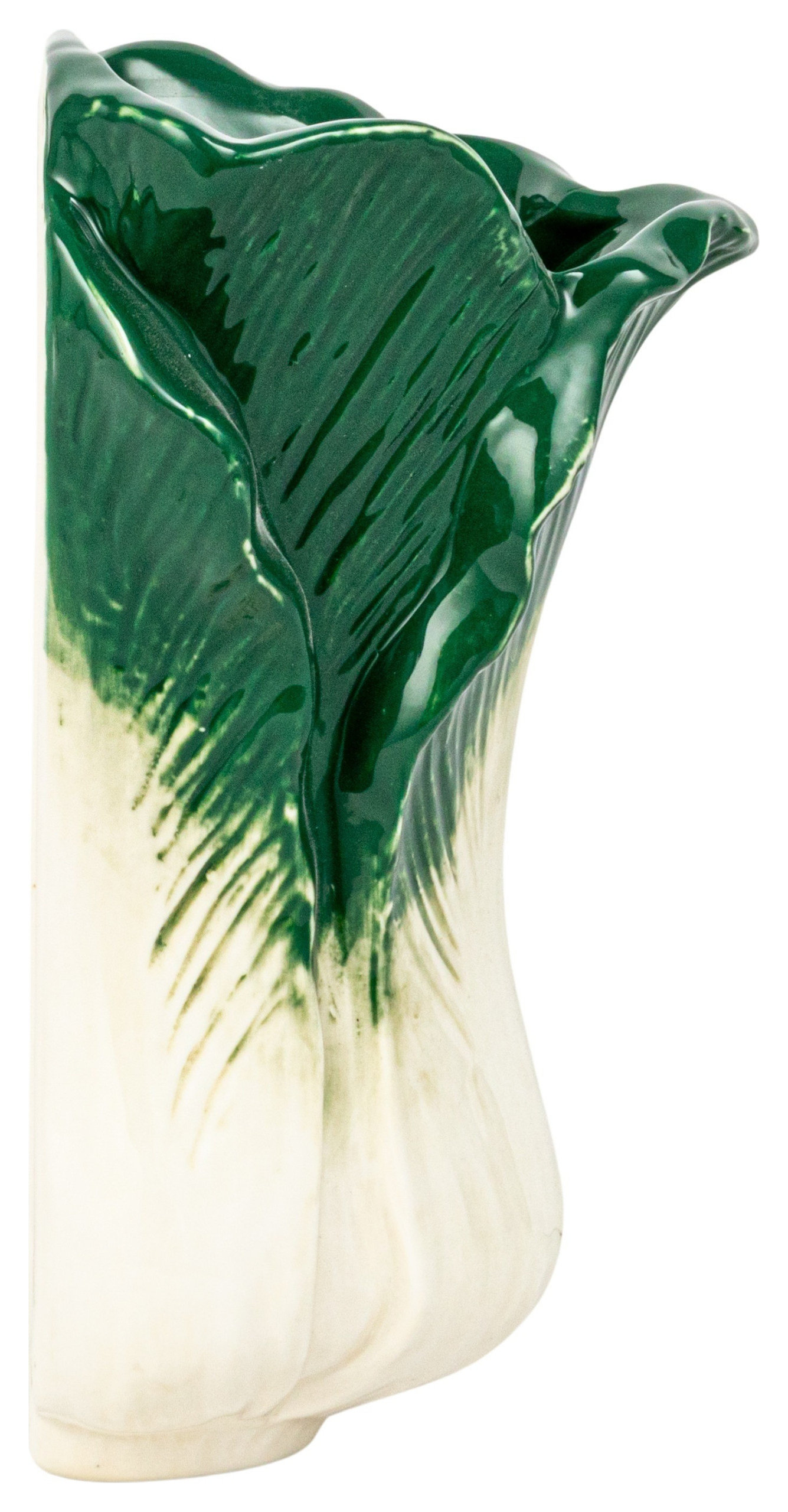 Embossed Stoneware Cabbage Shaped Wall Vase Planter, Green and White ...