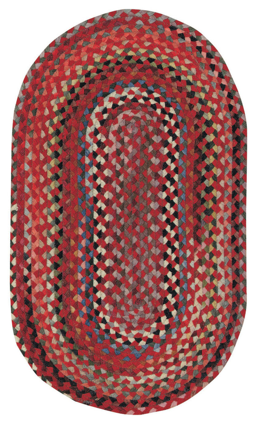 St. Johnsbury Braided Oval Rug, Medium Red, 2'3"x4' - Contemporary ...