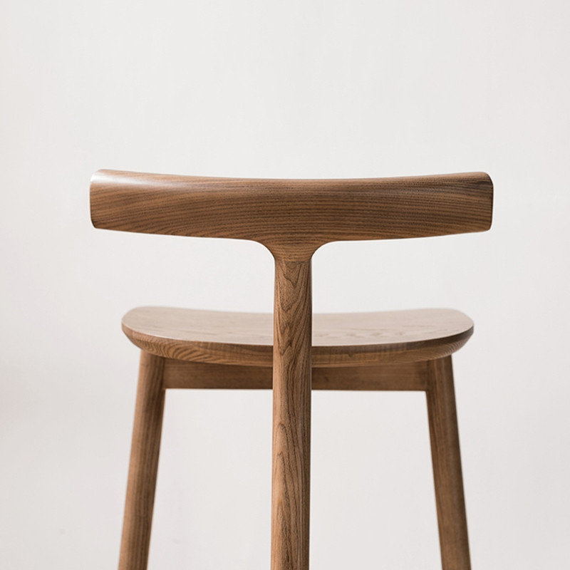 Nordic-Styled Bar High Stool Made of Solid Wood, H25.6" - Midcentury ...
