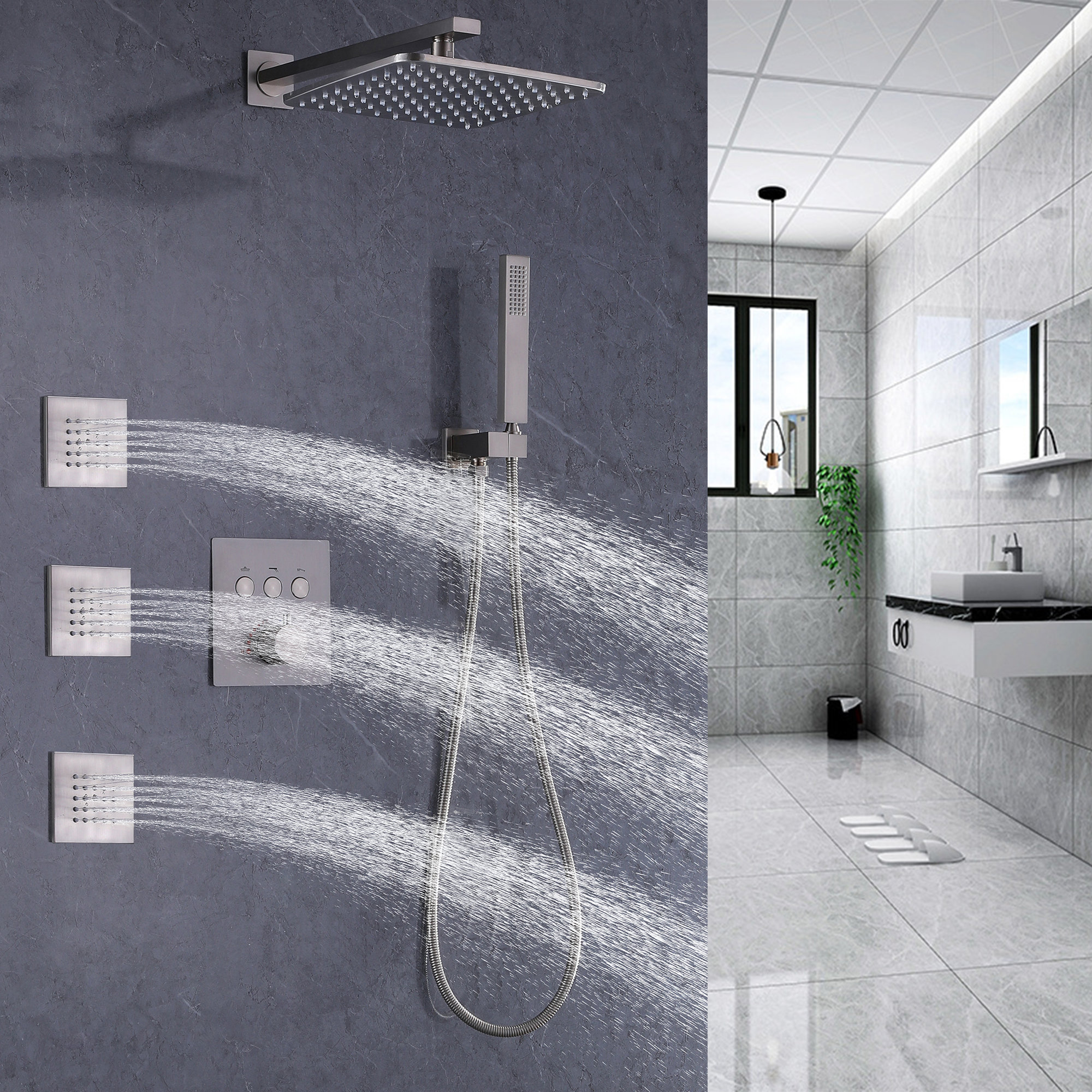 Luxury Thermostatic Complete Shower System With Rough-in Valve ...