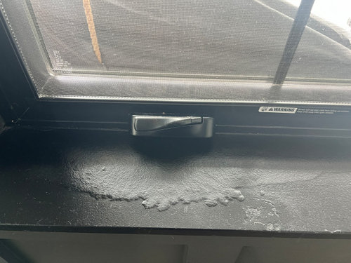 Newly installed Andersen 100 Casement damage to window sills