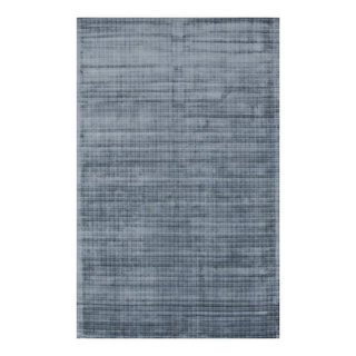 Handwoven Viscose Blue Contemporary Solid Milano Rug, 8'9x11'9 ...