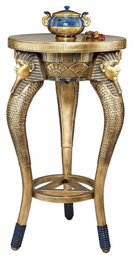 Classic Egyptian King Tut Sculpture Side Occasional Table - Traditional ...