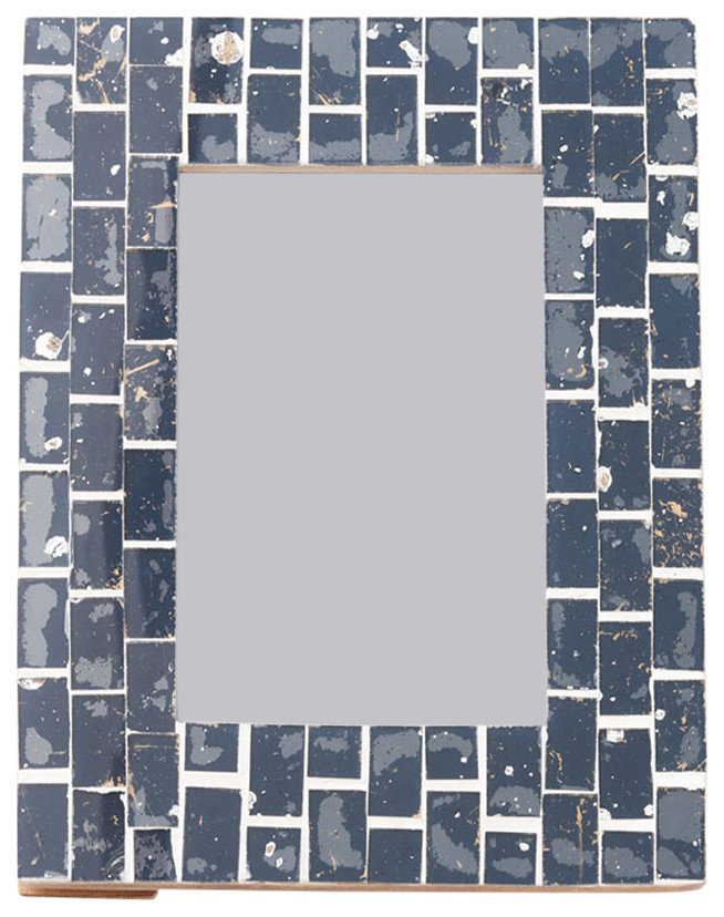 Sitaara 4"x6" Midnight Blue Picture Frame Glass Tile, Handmade ...