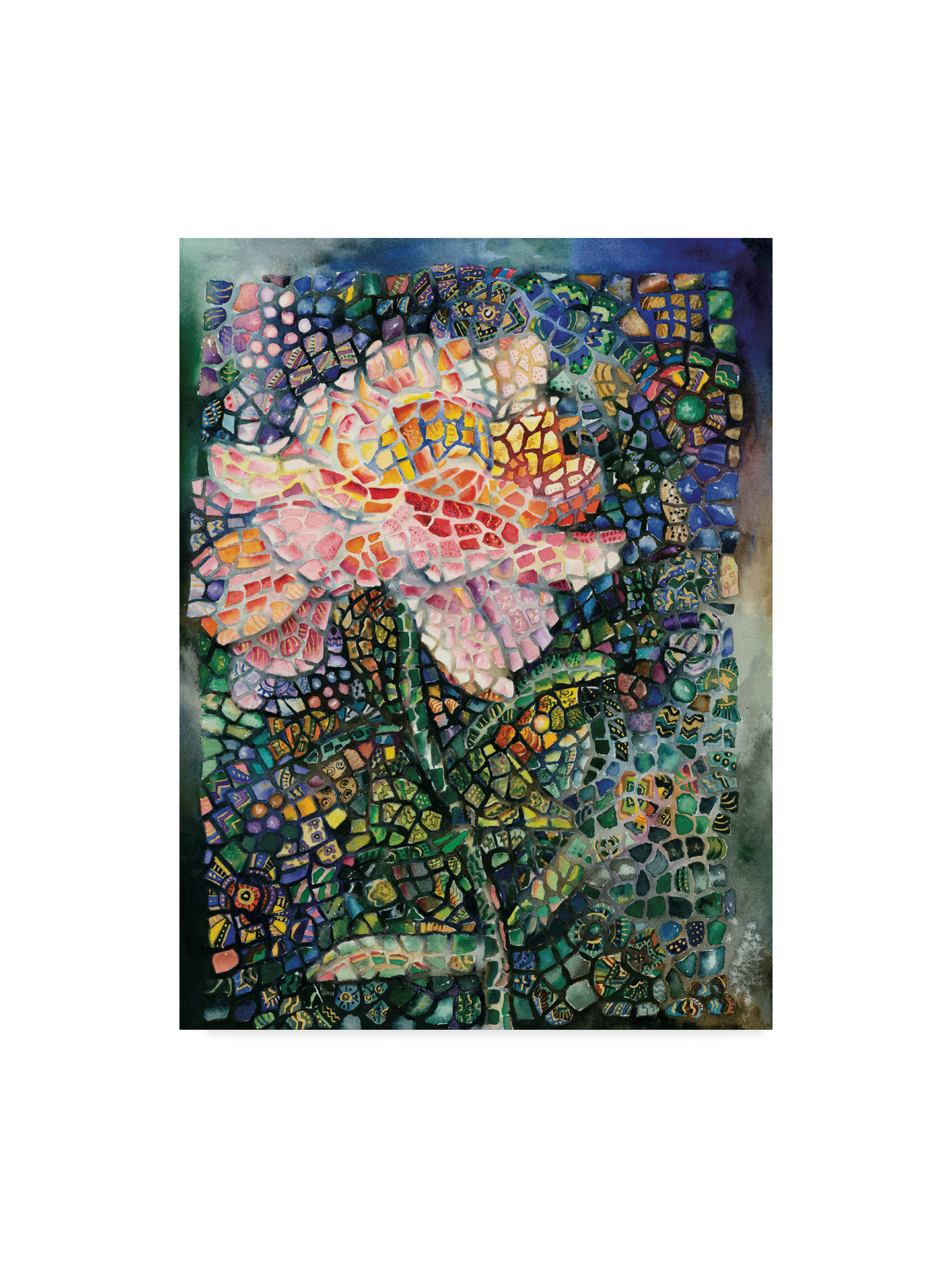 Charlsie Kelly 'Mosaic Flower' Canvas Art, 35"x47" - Contemporary ...