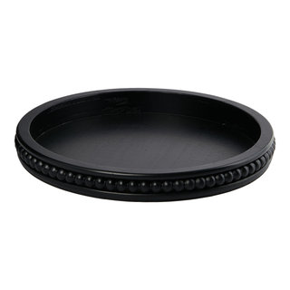 Farmhouse Decorative Round Wood Tray with Hobnail Edge, Black ...