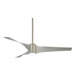 Triple Ceiling Fan, 1-Light, LED, 3-Blade, Silver, 60"W - Contemporary ...