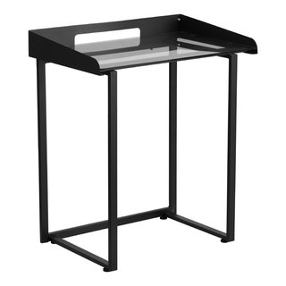 Flash Furniture Contemporary Desk With Clear Tempered Glass And Black ...