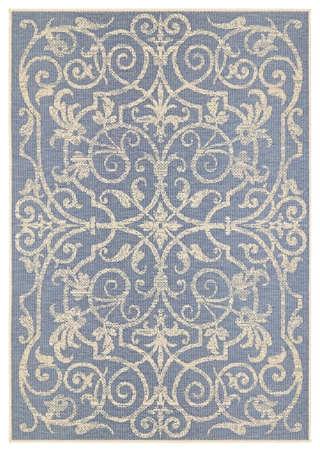 Couristan Monaco Summer Quay Ivory and Sapphire Indoor/Outdoor Rug, 2'3 ...