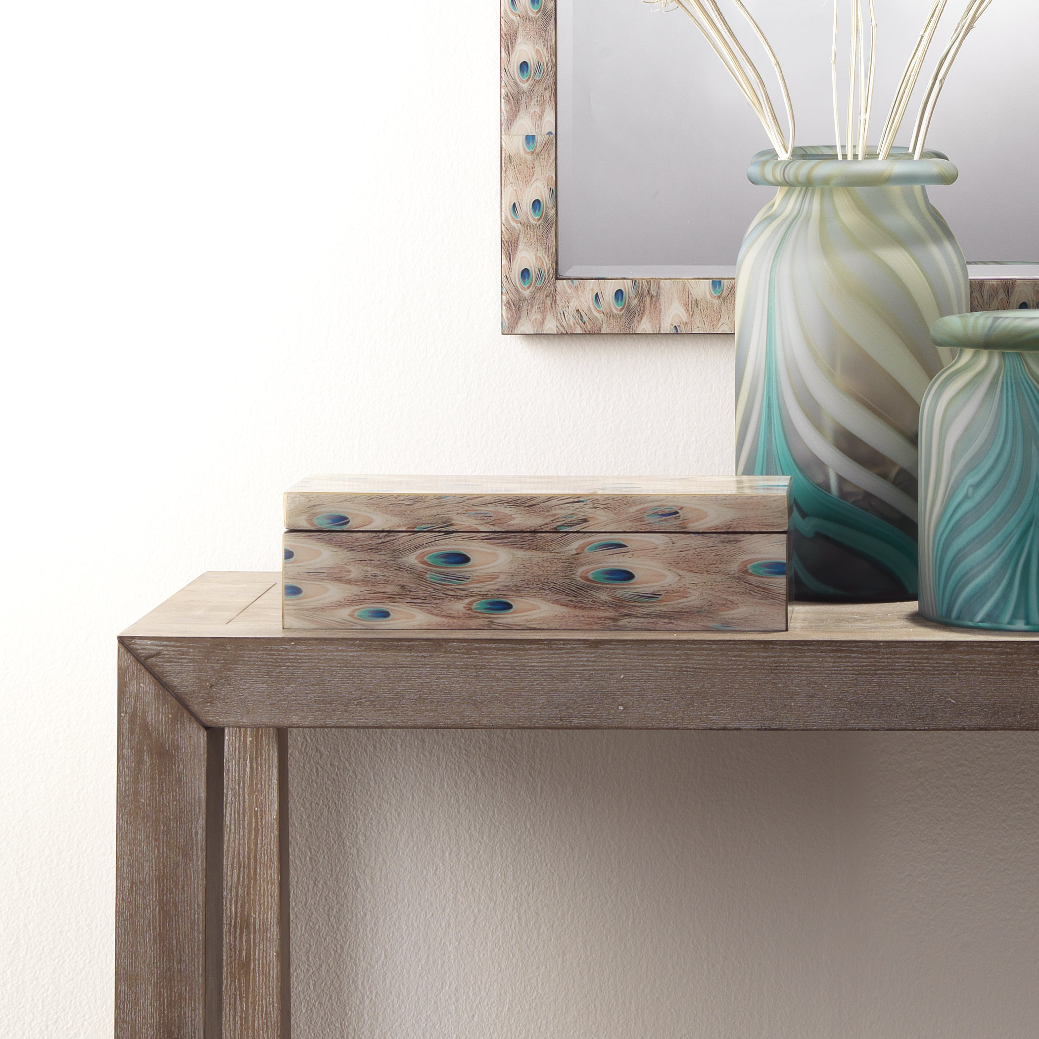 White Lacquer Plume Rectangle Box - Tropical - Decorative Boxes - by ...