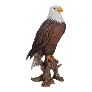 Perched Bald Eagle Garden Statue, 15.5" - Rustic - Garden Statues And ...