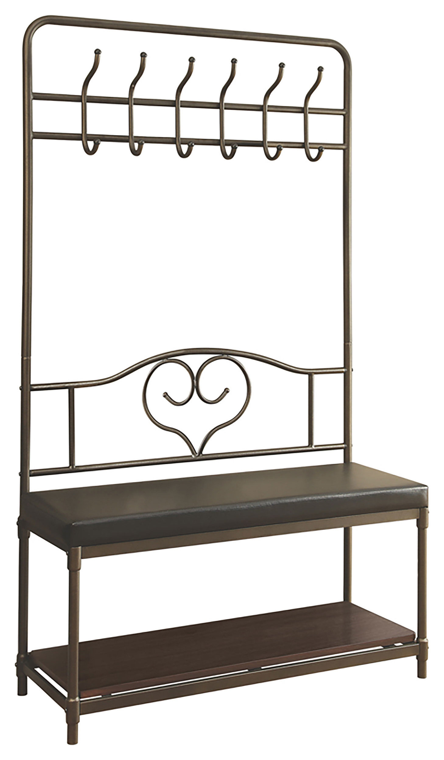 Francesca Hall Tree With 6-hook Dark Walnut and Dark Bronze ...
