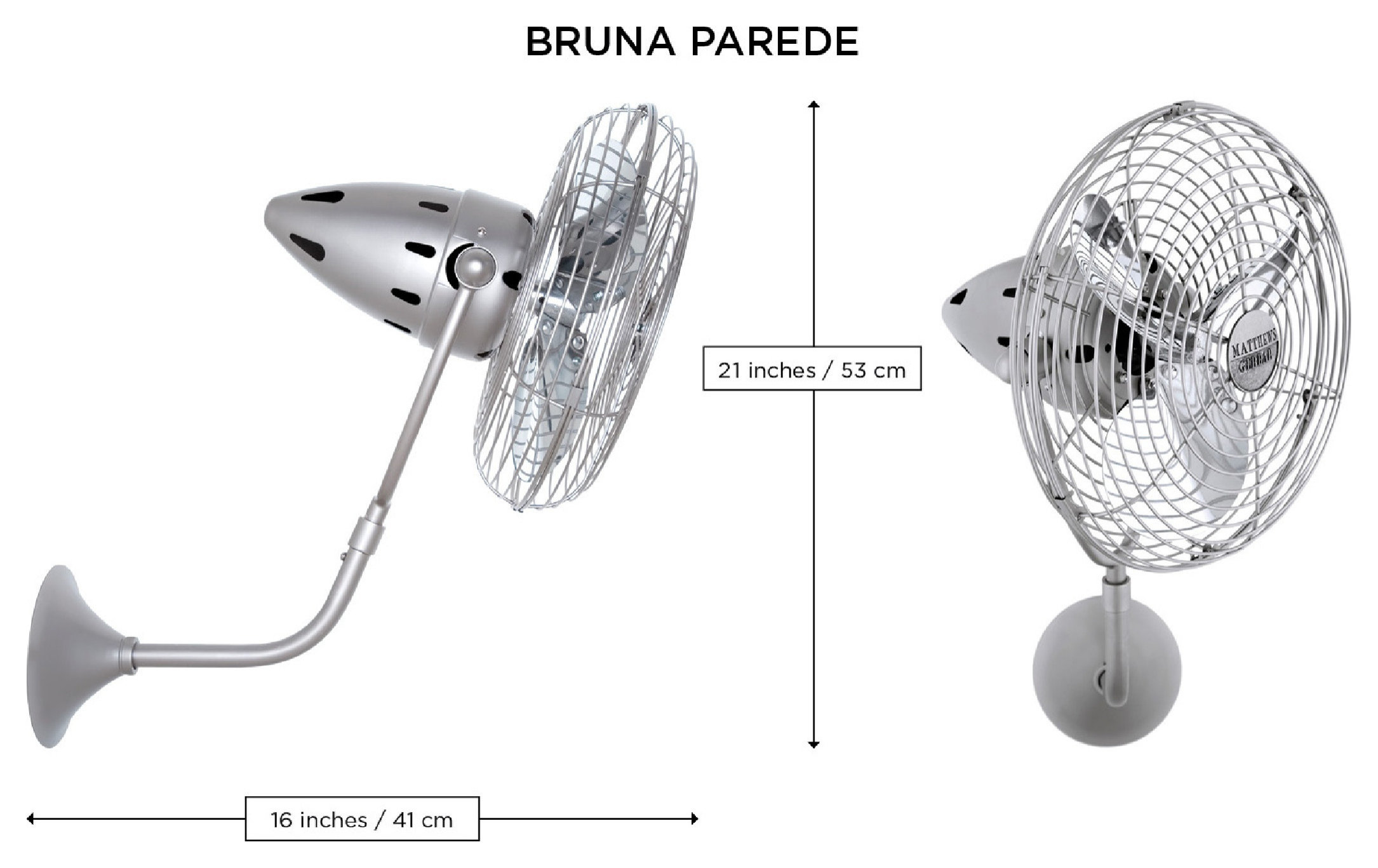 Bruna Parede, Directional Wall Fan, Bronzette Finish, Metal Blades ...