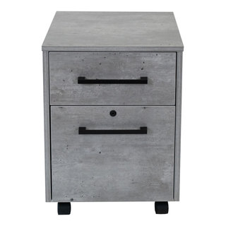 Modern Two Drawer Wood Laminate File Cabinet, Fully Assembled, Concrete ...