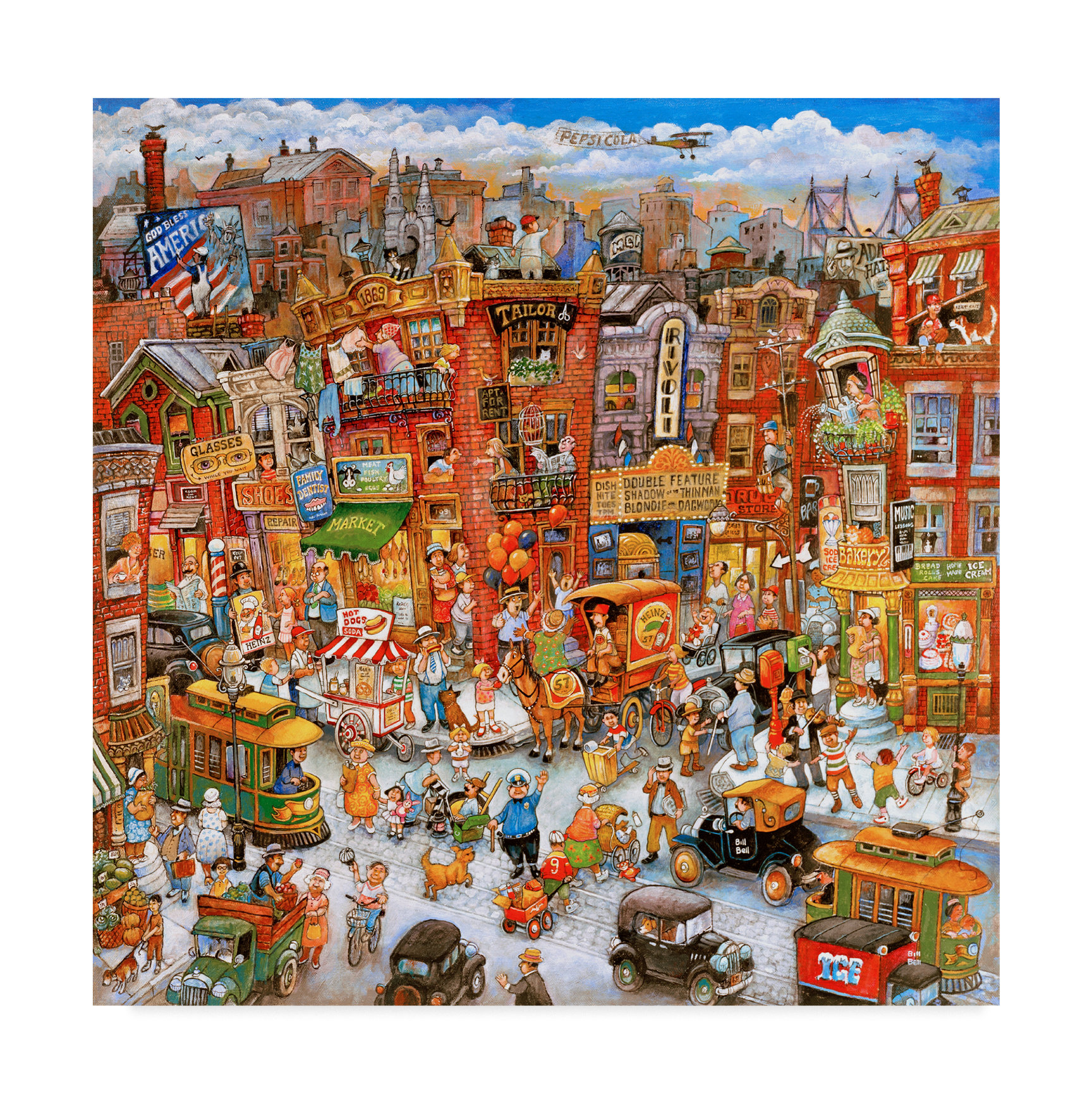 "Urban Scenes" by Bill Bell, Canvas Art, 35"x35" - Contemporary ...