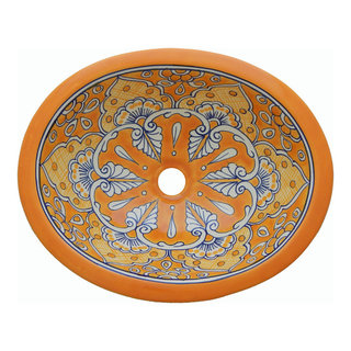 Mexican Talavera Ceramic Hand Painted Bathroom Oval Sink - Contemporary ...