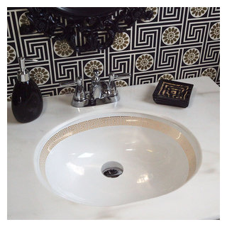 Small Squares Border Under Mount Bathroom Sink - Transitional ...