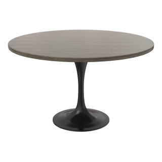 Verve Collection 48 Round Dining Table, Black Base with Dark Maple MDF ...