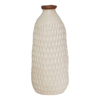Ceramic 12" Dimpled Vase, Ivory - Farmhouse - Vases - by Beyond Design ...